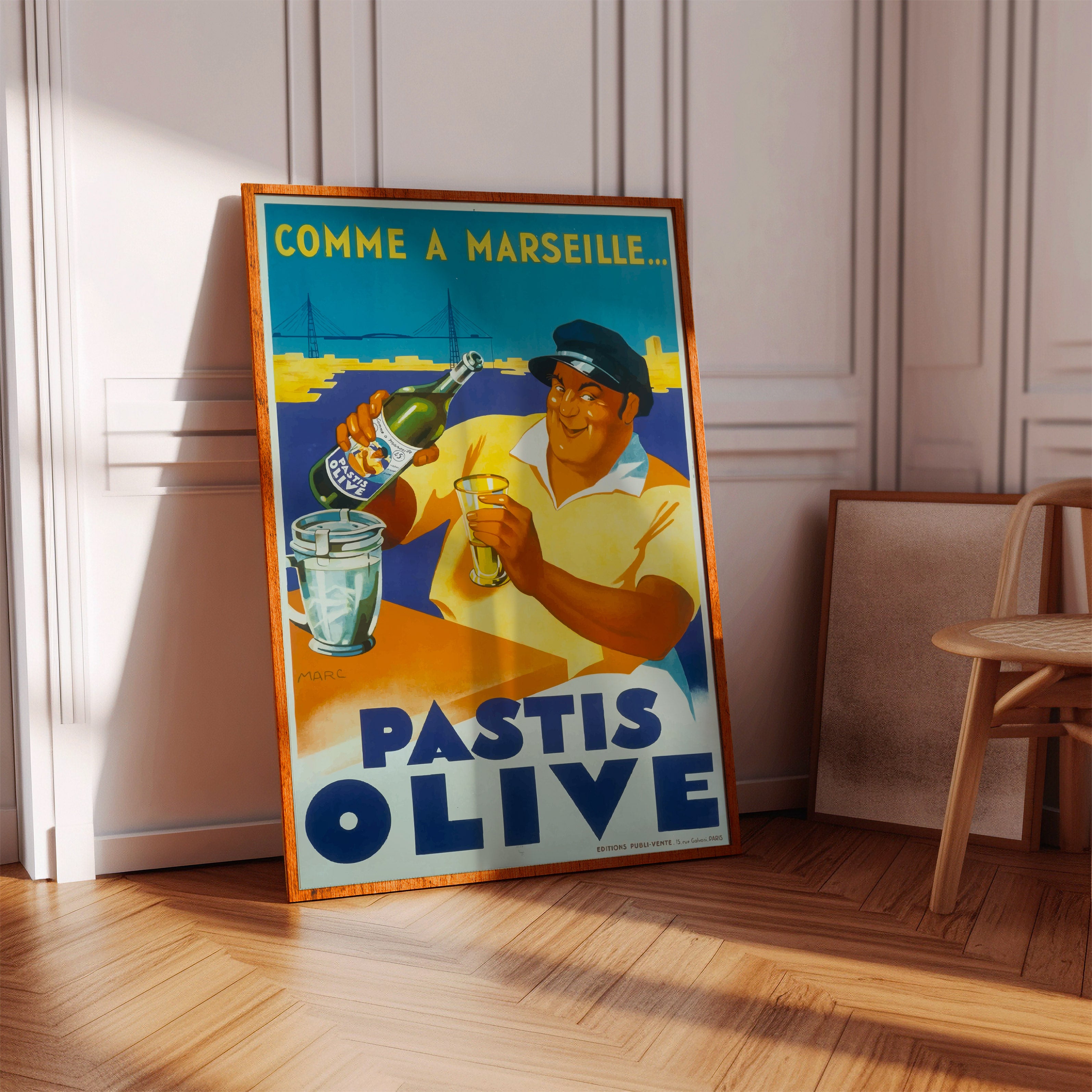 Affiche “Comme à Marseille… Pastis Olive” – La Carte des Vins s'il vous ...