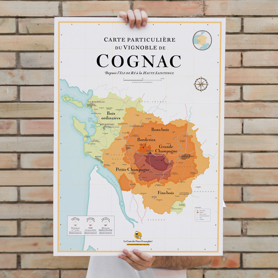 Map of Cognac Wines - Poster 50 x 70 cm – La Carte des Vins s'il vous plaît